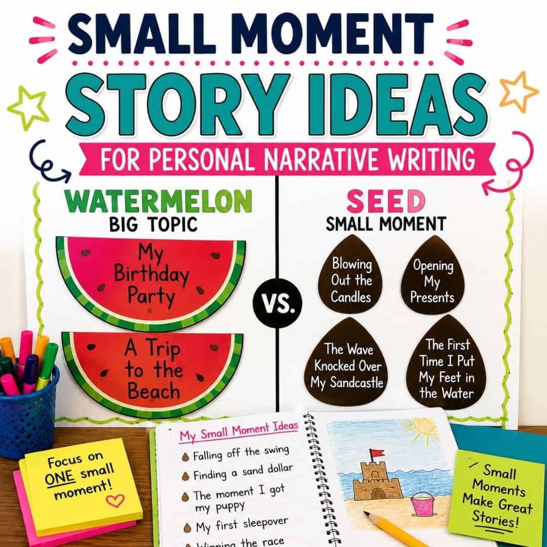 Small Moment Story Ideas for Personal Narrative Writing