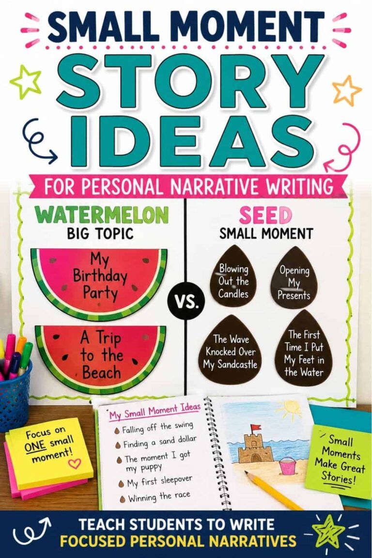 Small Moment Story Ideas for Personal Narrative Writing