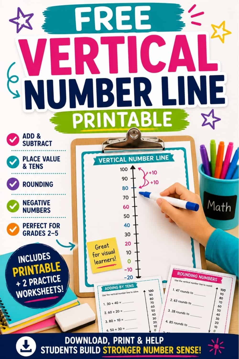 Vertical Number Line: Free Printable for the Elementary Classroom