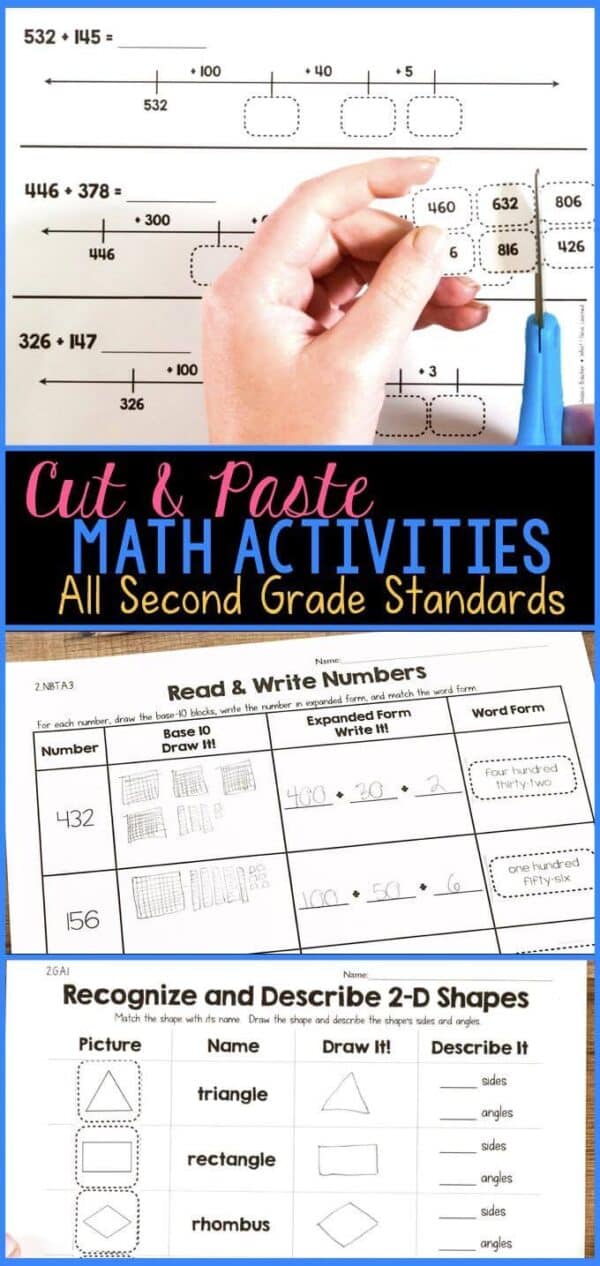Cut & Paste Math Activities for Second Grade