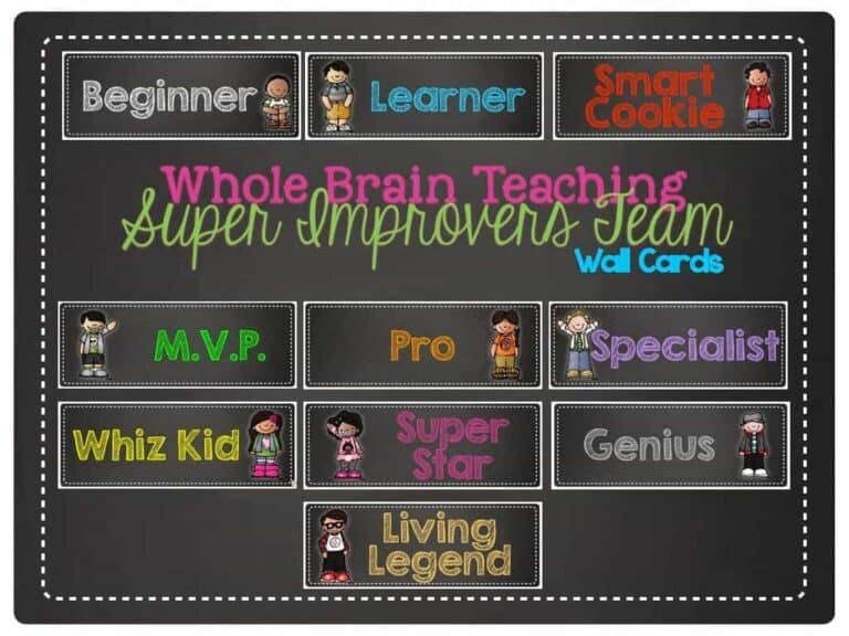 FREE Whole Brain Teaching Super Improver Wall Cards