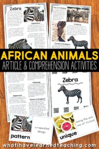 African Animals for Kids Informational Articles