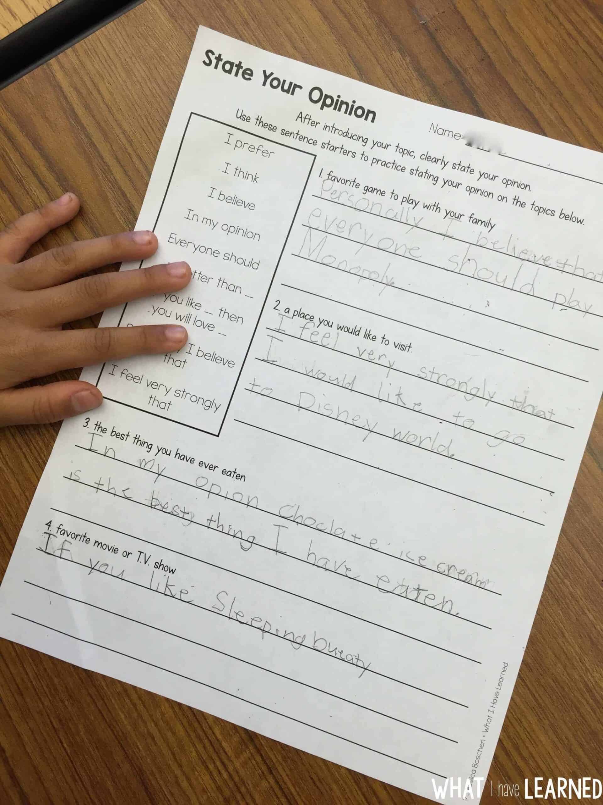 Opinion Writing Unit for Elementary Students