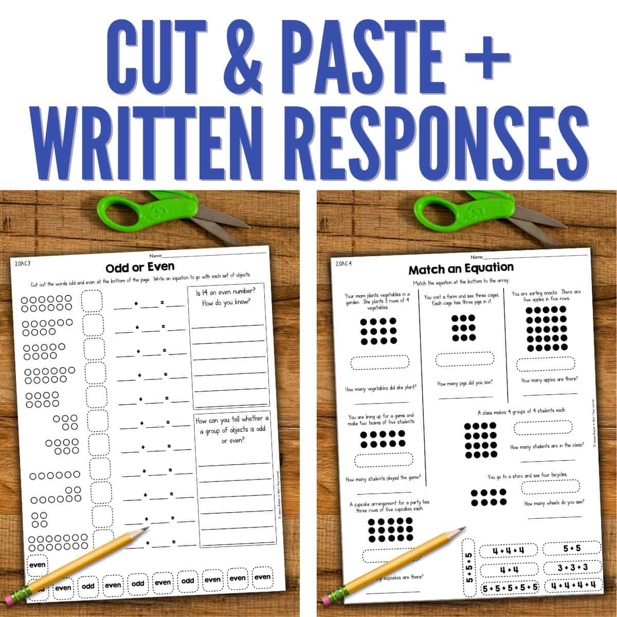 Cut and Paste Math Activities for Second Grade - Operations and ...