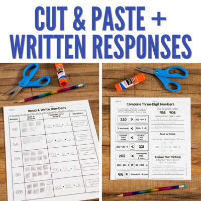 Cut and Paste Math Activities for Second Grade - Numbers and Base Ten
