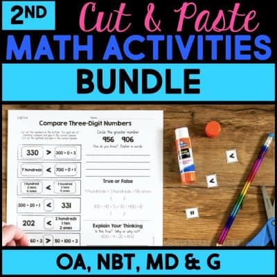 Cut and Paste Math Activities for Second Grade - Operations and ...