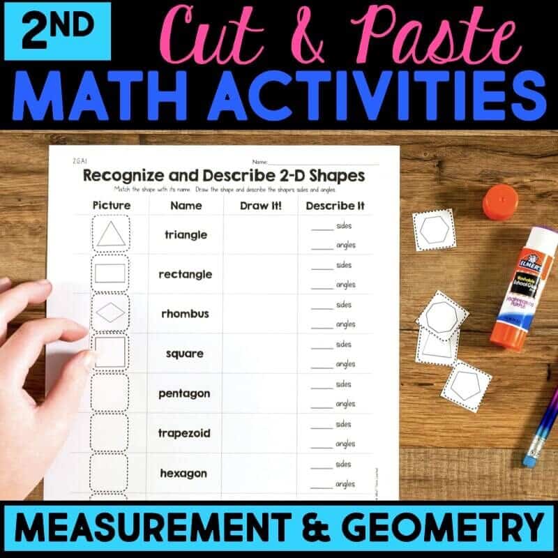 Cut and Paste Math Activities for Second Grade - Measurement and Geometry