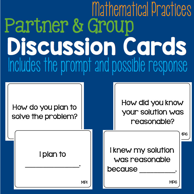 Mathematical Practices Partner and Group Discussion Cards