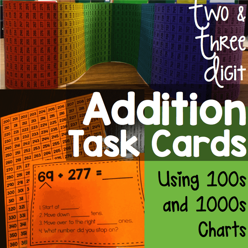 Addition Task Cards Using 100s Charts