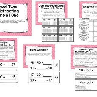 Two-Digit Subtraction Assessments, Task Cards, Activities, and Games