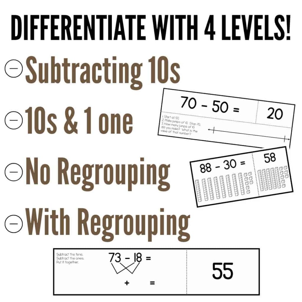 Two-Digit Subtraction Assessments, Task Cards, Activities, and Games