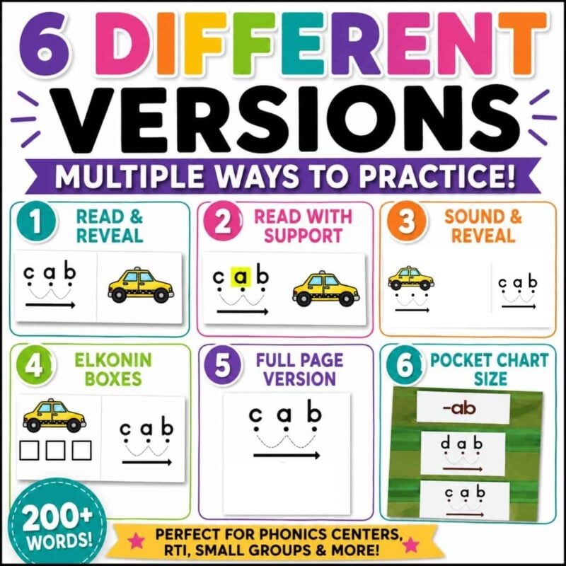 Blending Cards for Short Vowel CVC Words