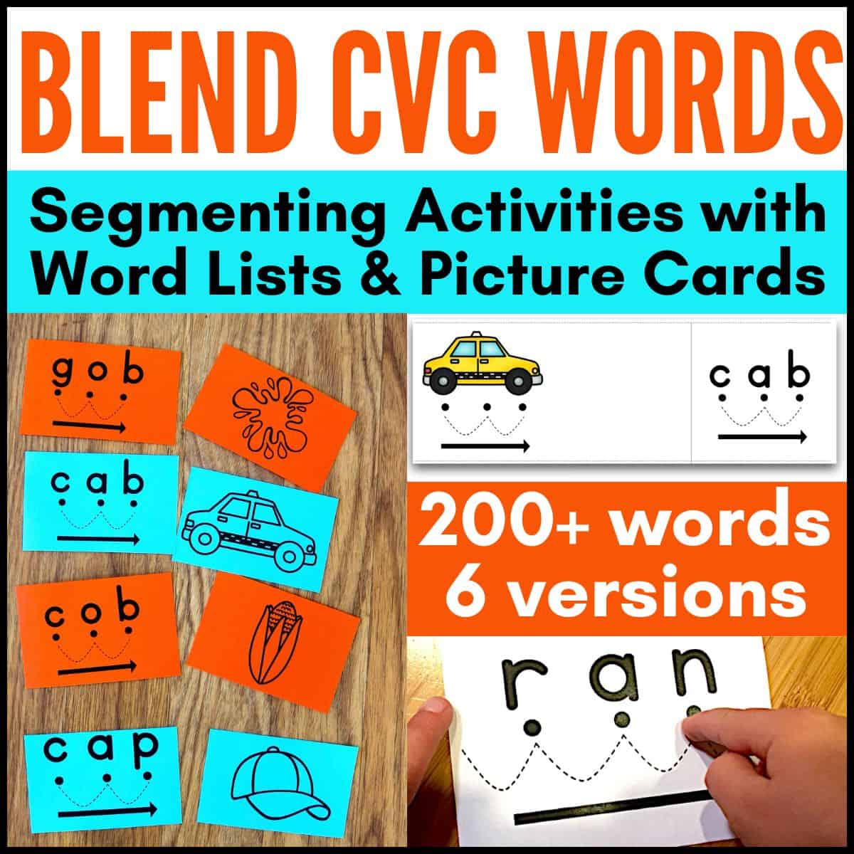 Short Vowel CVC Words Blending Cards