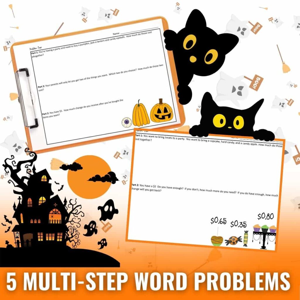 October and Halloween - Money Matching and Word Problems