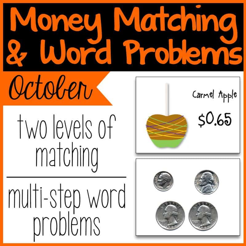 October and Halloween - Money Matching and Word Problems
