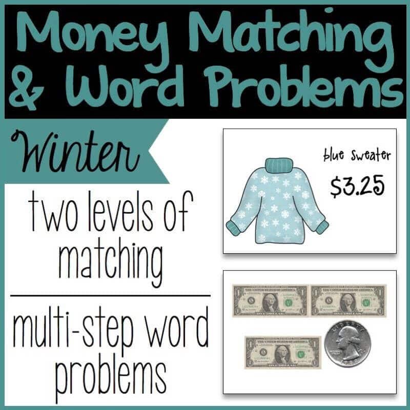 January and Winter Clothing Money Matching and Word Problems