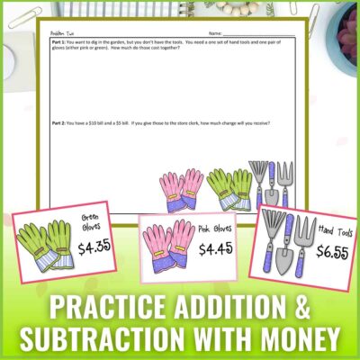 April and Spring Money Matching and Word Problems