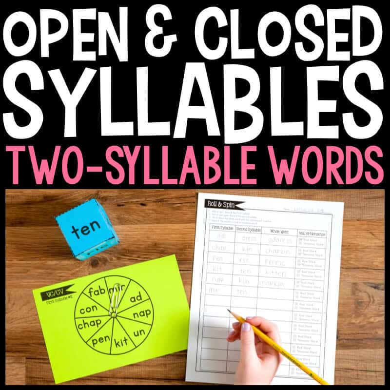 Open and Closed Syllables Games and Activities