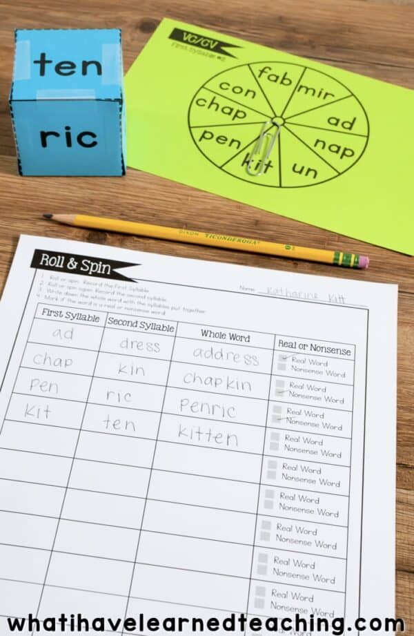 Open and Closed Syllable Games and Activities (Elementary)
