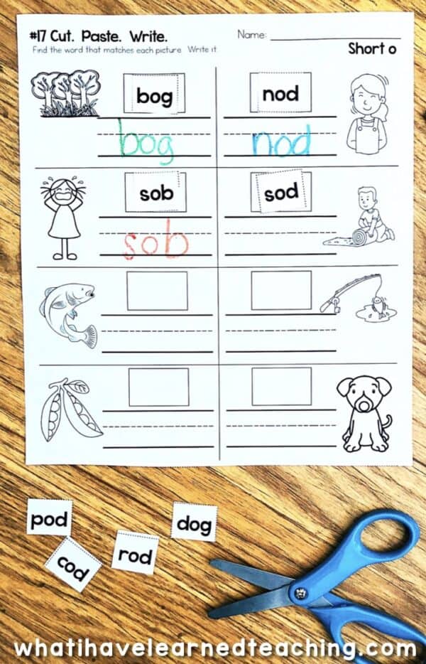 Short O Worksheets for Short O CVC Words