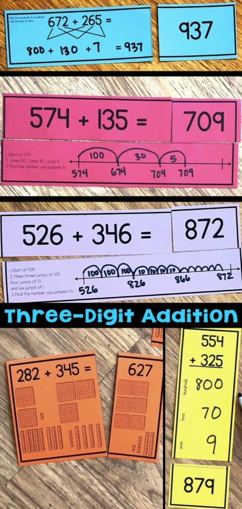 Three-Digit Addition Math Centers & Task Cards