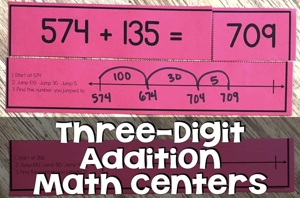 Three-Digit Addition Math Centers & Task Cards