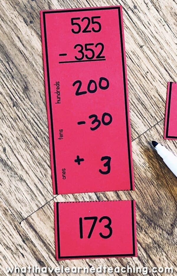 Three-Digit Subtraction Math Centers