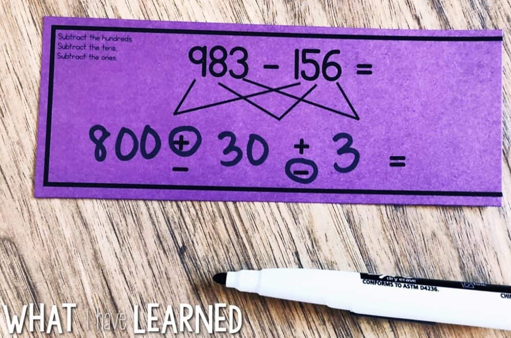 Three-Digit Subtraction Math Centers
