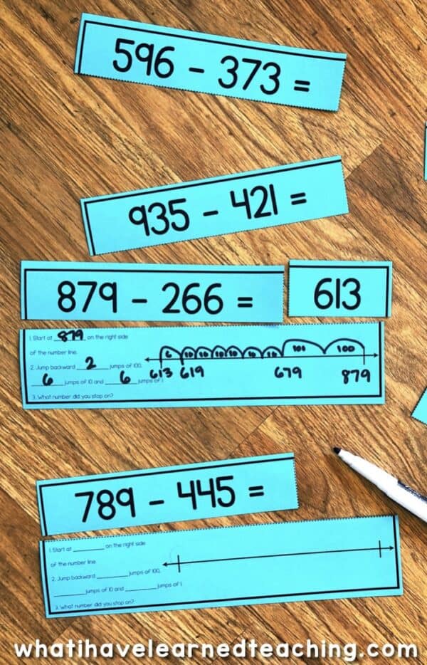 Three-Digit Subtraction Math Centers