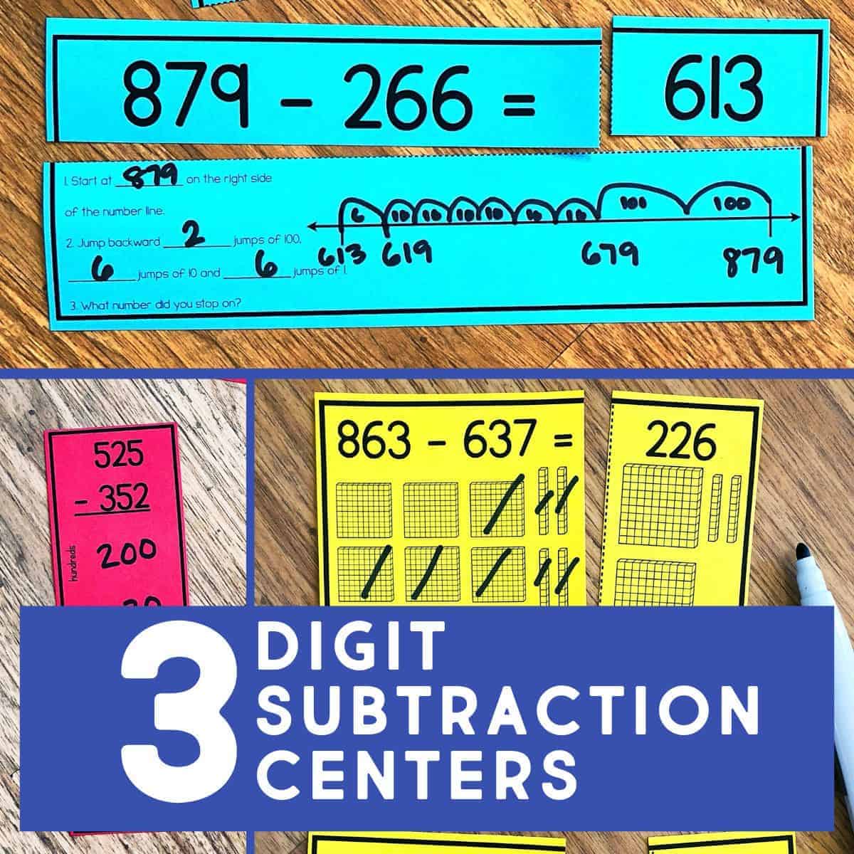 Three-Digit Subtraction Math Centers