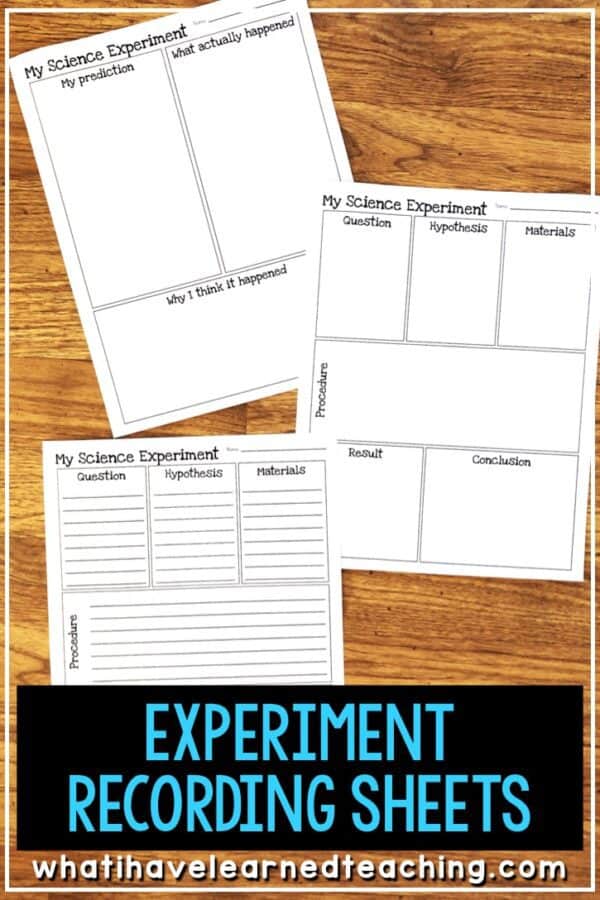 Scientific Method & Science Experiment Recording Sheets