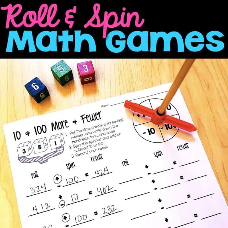 Roll and Spin Math Games for Multi-Digit Addition & Subtraction