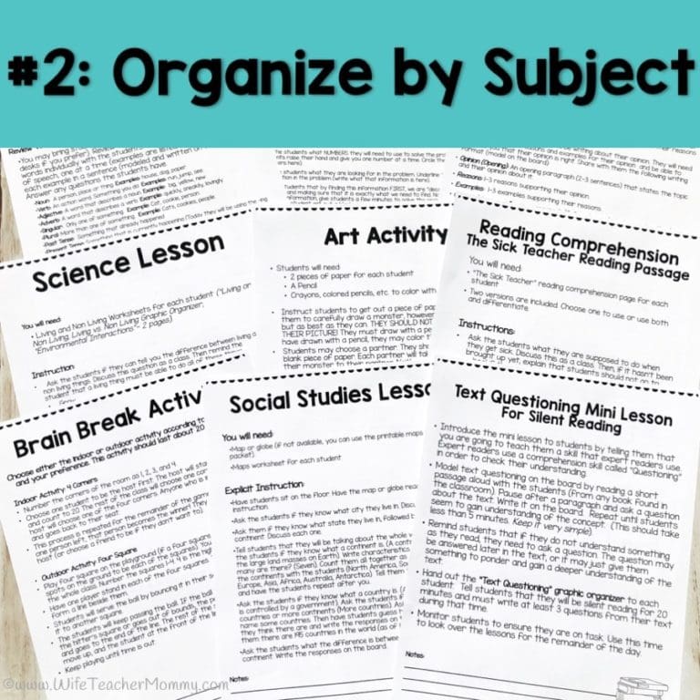 Six Simple Steps for Organized Emergency Sub Plans