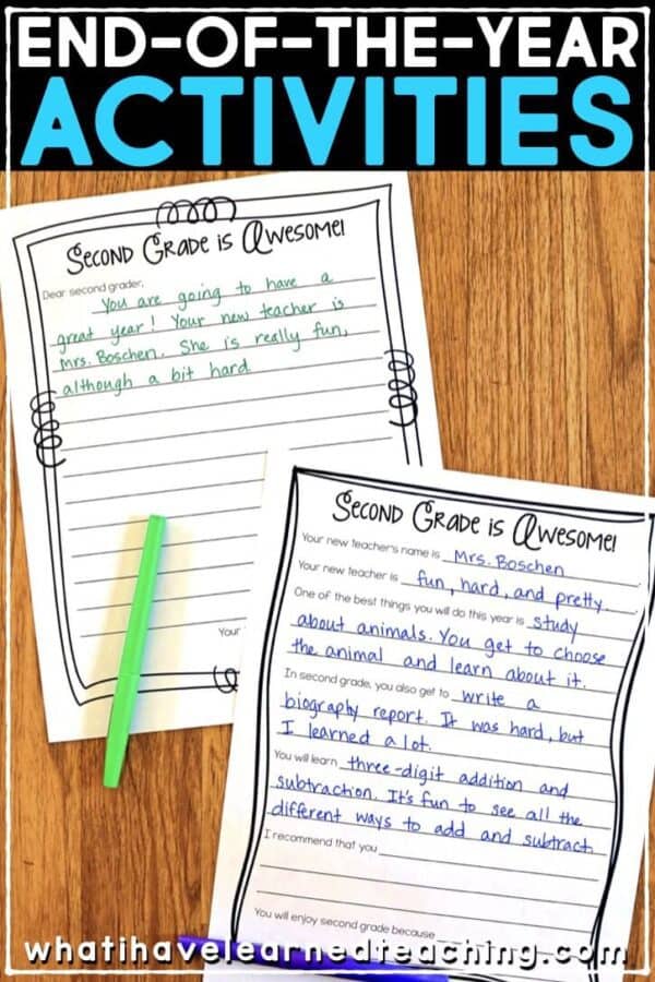 End-of-Year Memory Book for Elementary Students (Grades 1–5)