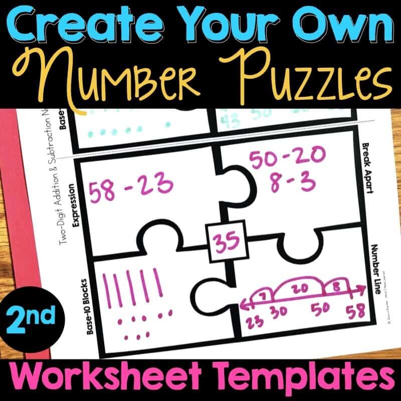 Number Puzzles Template Worksheet - 2nd Grade