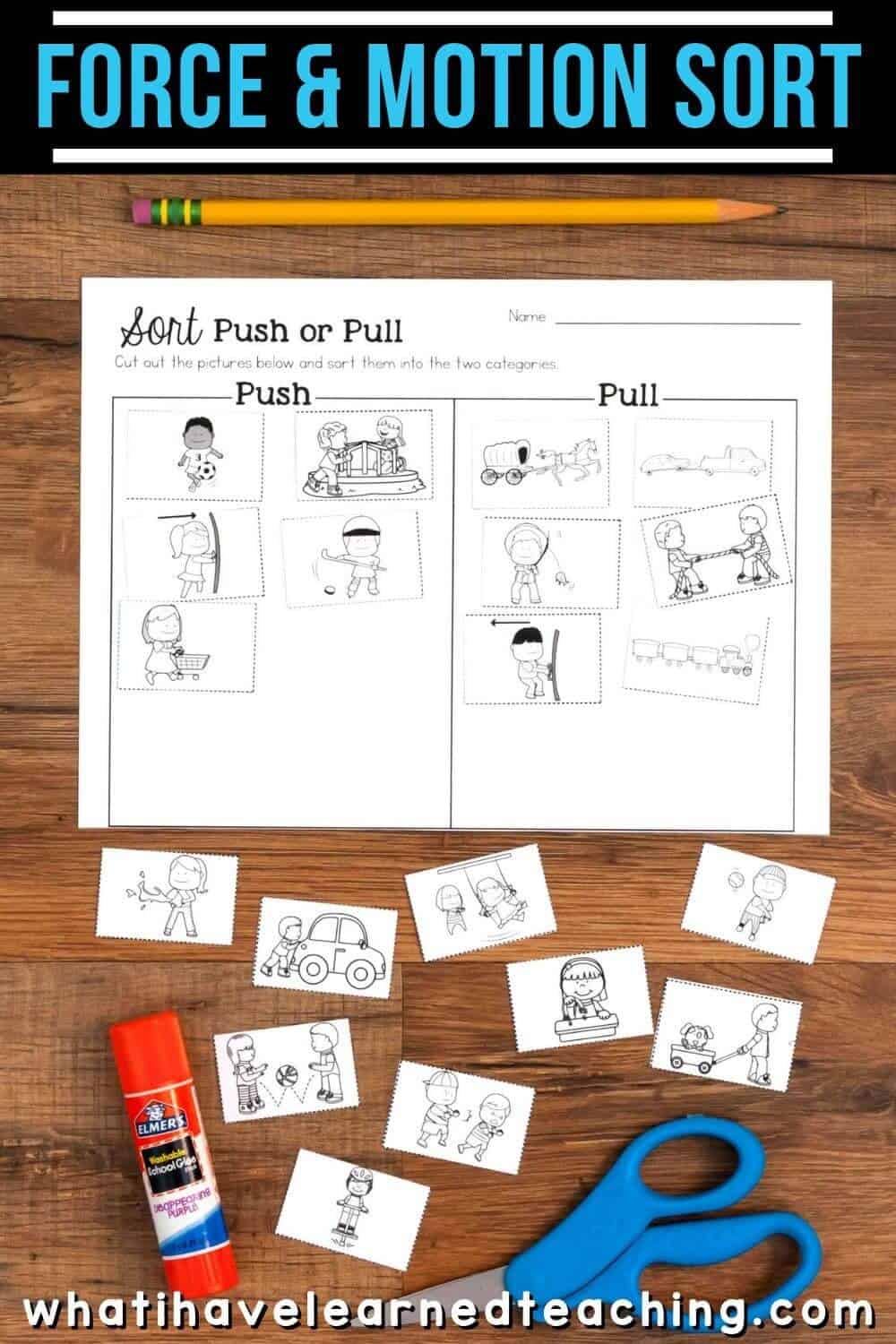 Push and Pull Examples Science Sorting Activity