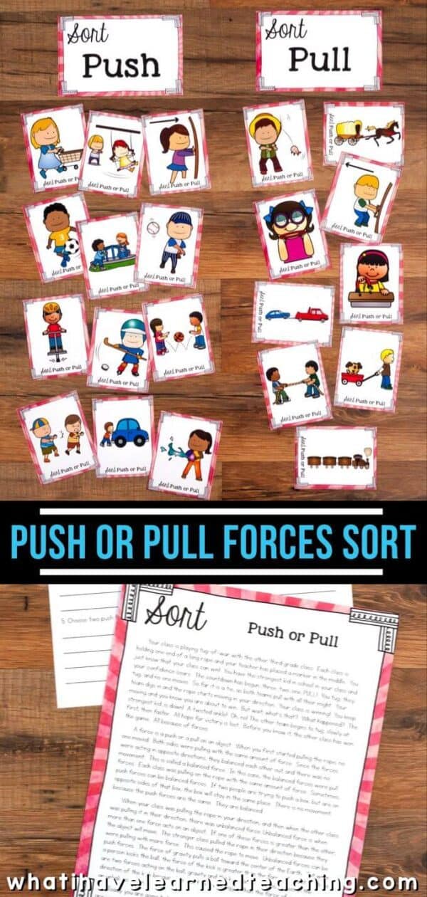 Push and Pull Examples Science Sorting Activity