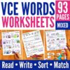 Mixed VCE Worksheets and Activities No-Prep Phonics Worksheets