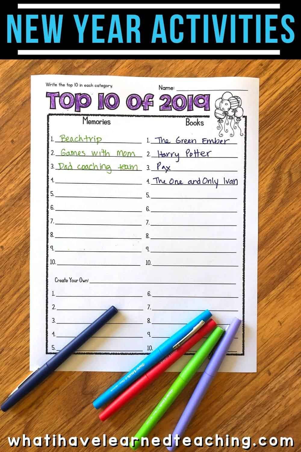 New Year Activities for Elementary Students