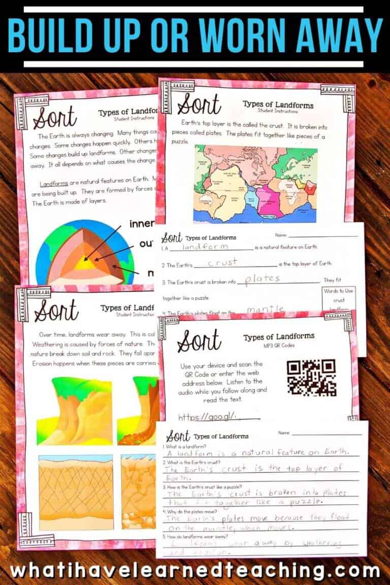 Landforms Building Up or Eroding - Weathering and Erosion Science Sort