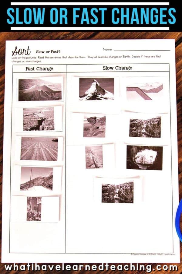 Slow and Fast Landform Changes Science Sort