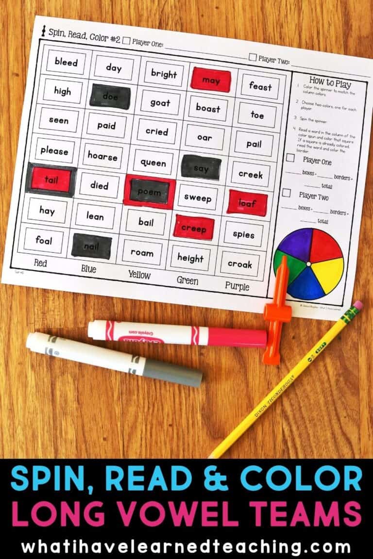 Long Vowel Team Games to Play with Partners