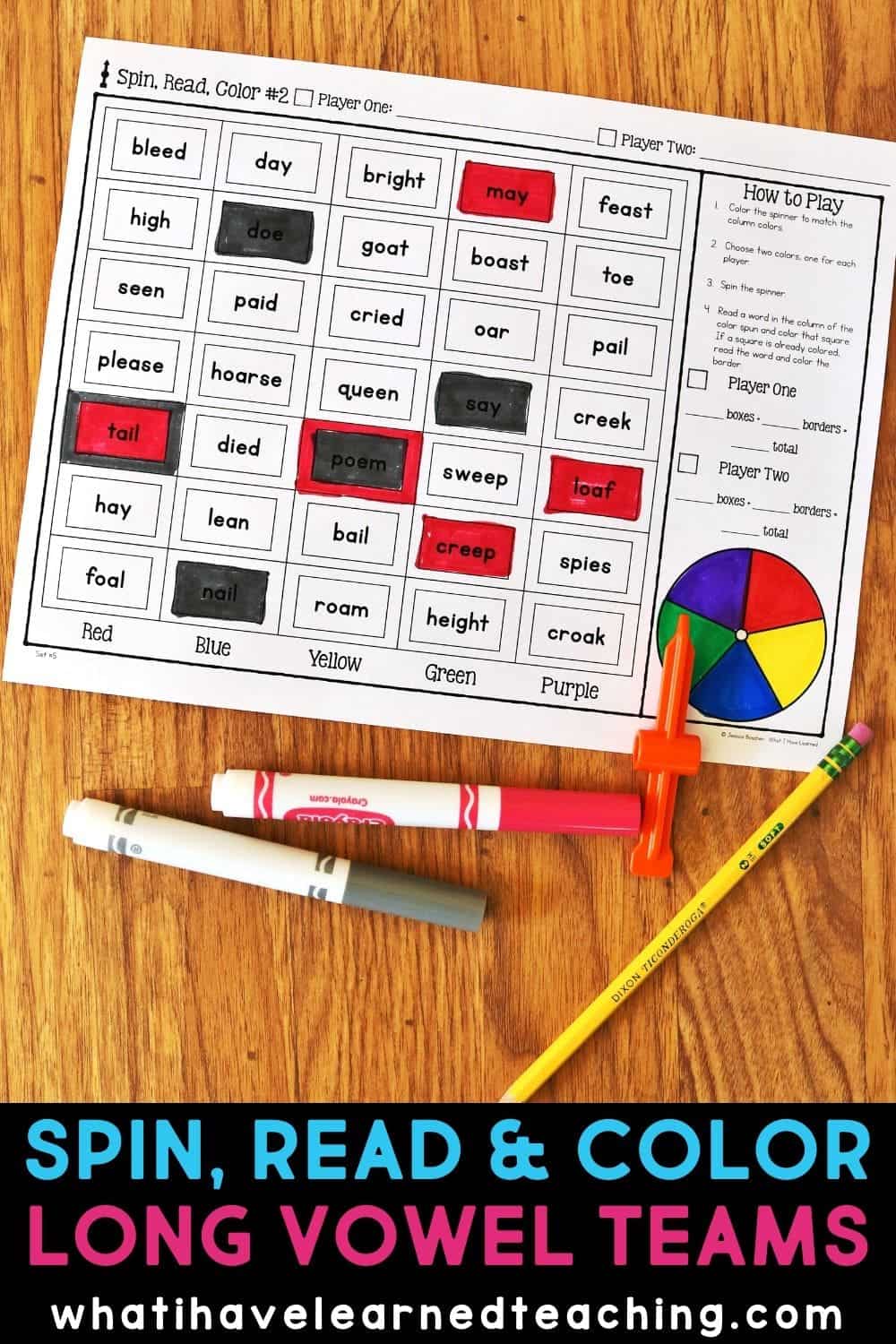 Long Vowel Team Games to Play with Partners