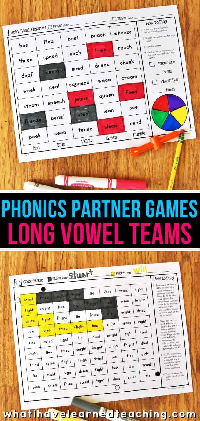 Long Vowel Team Games to Play with Partners