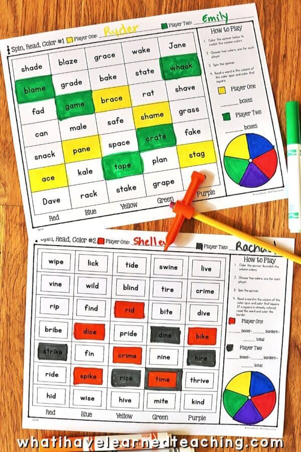 VCE Phonics Games to Play with Partners