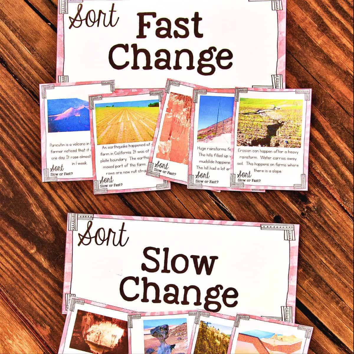 Slow and Fast Landform Changes Science Sort