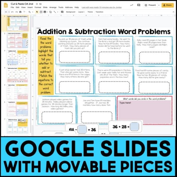 Cut and Paste Math Activities for Second Grade - Operations and ...