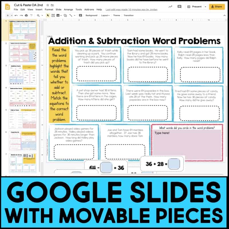 Cut and Paste Math Activities for Second Grade - Operations and ...