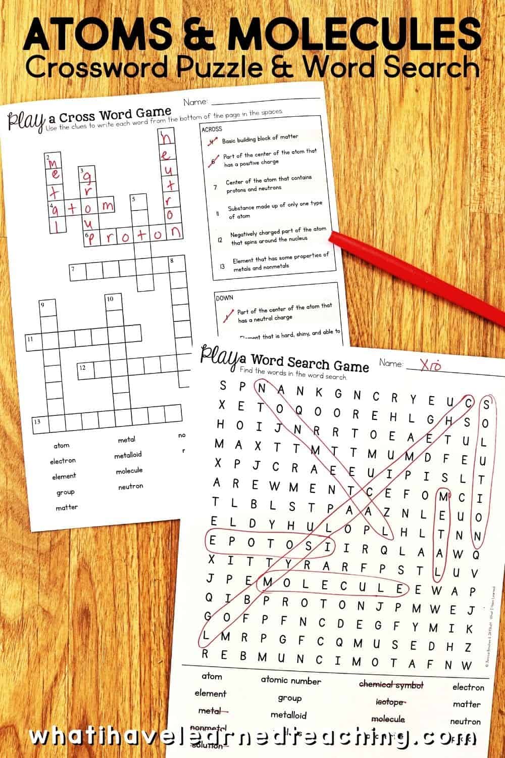 Atoms and Molecules Science Activities for 5th grade