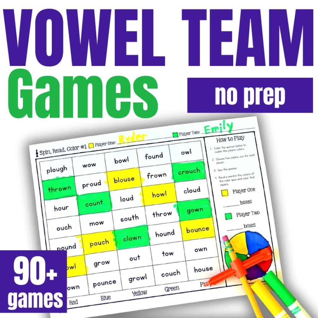 Long Vowel Team Games to Play with Partners